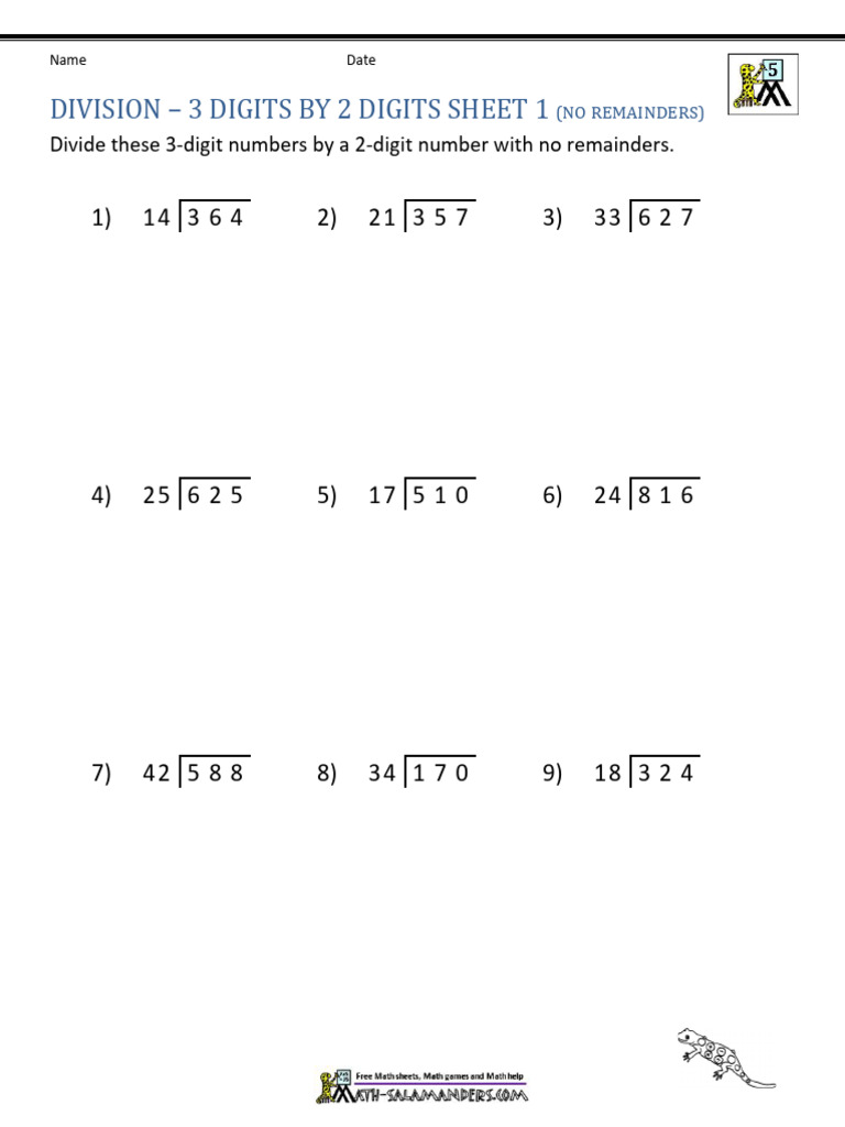 Division 3 Digits by 2 Digits 1 2 | PDF