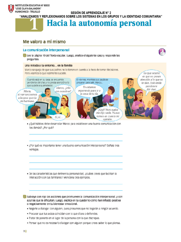 Actividad Sesion 2 Unidad 2 DPCC 5° Ab Sec - Analizamos y Reflexionamos Sistemas en Grupos ...