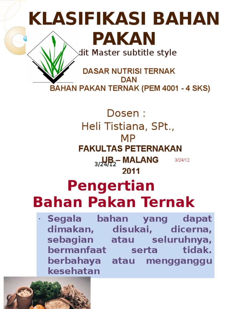 Klasifikasi Bahan Pakan | PDF