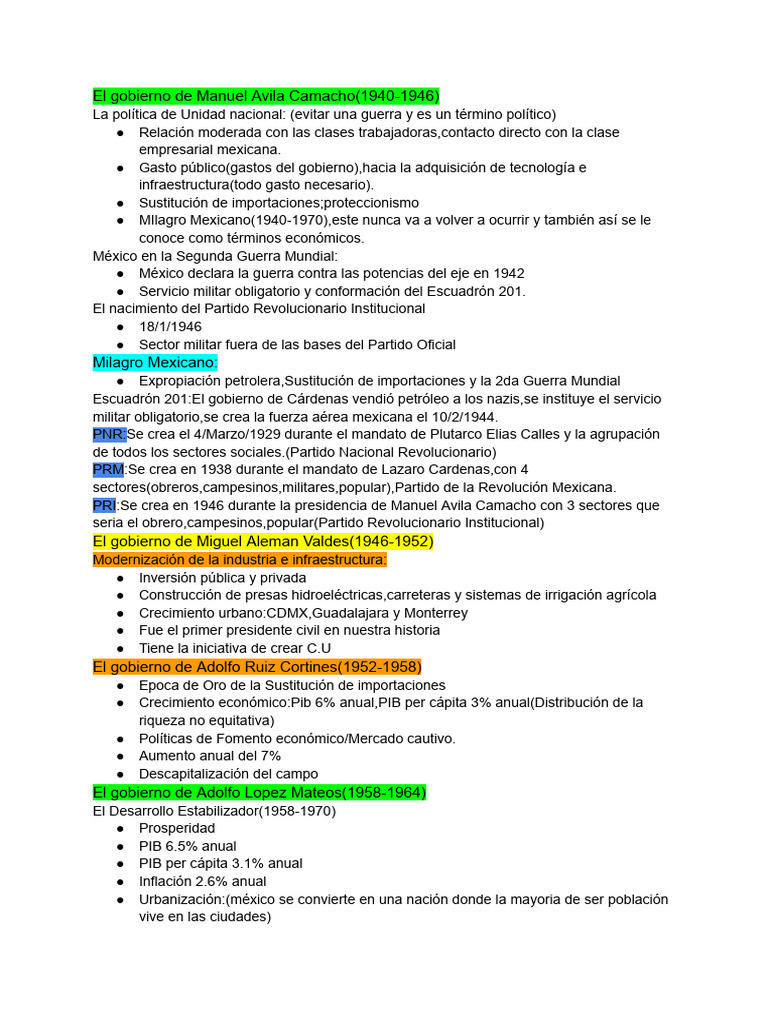 Guia de Historia MTE | PDF | Partido Revolucionario Institucional | México