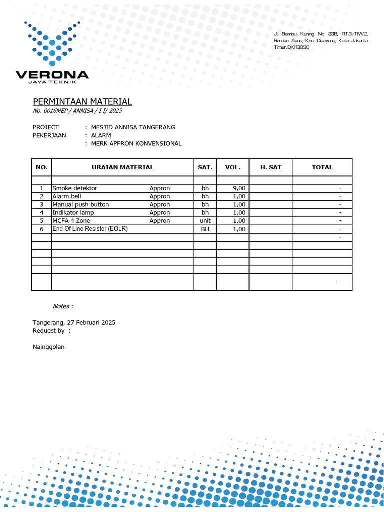 Permintaan Material-16 | PDF