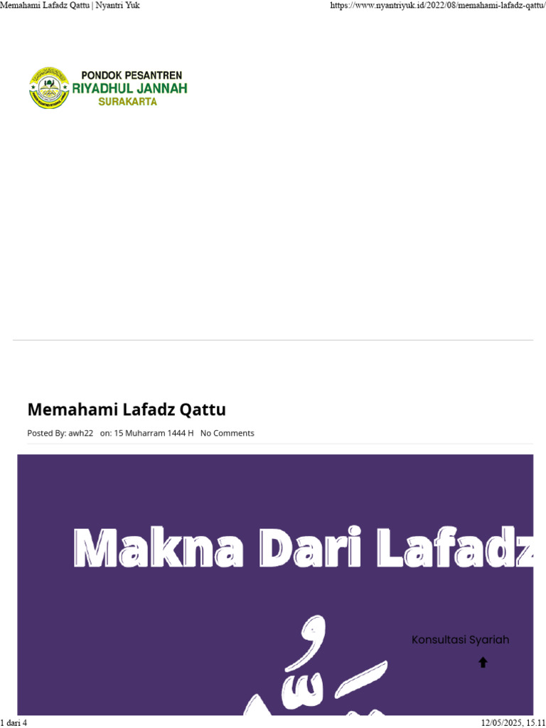 Memahami Lafadz Qattu _ Nyantri Yuk | PDF