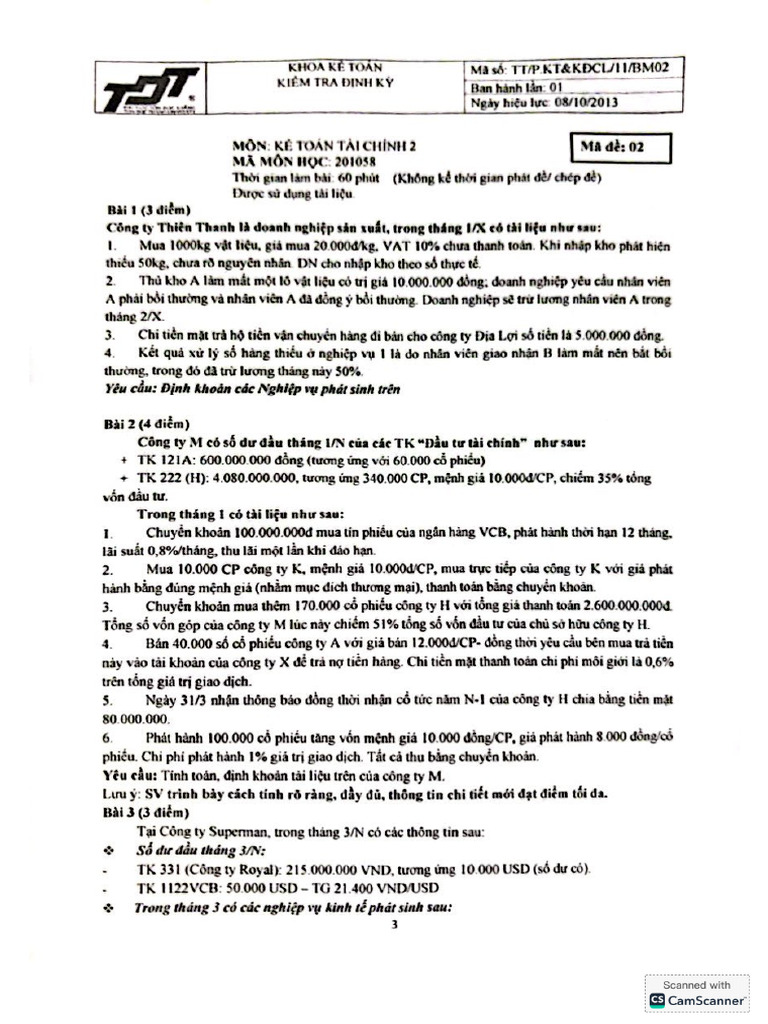 Kế Toán Tài Chính gk2 | PDF