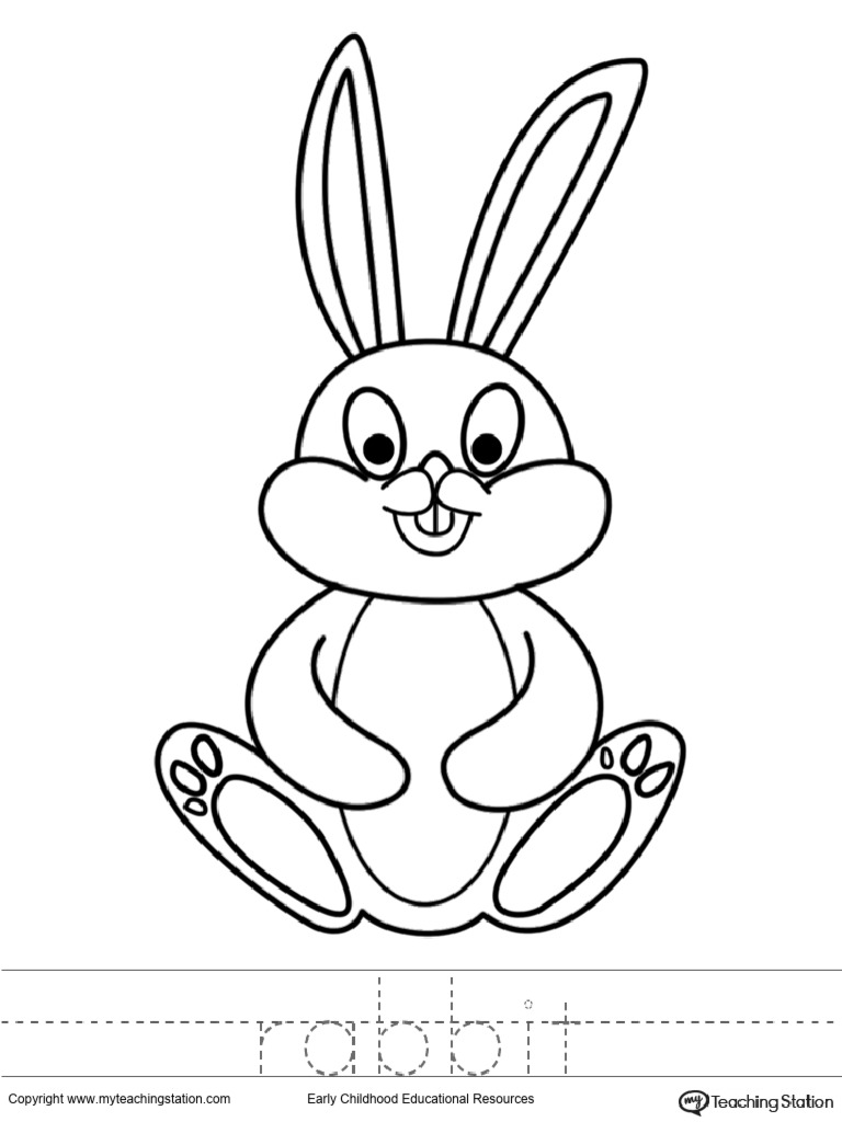 Color The Rabbit and Trace The Name Coloring Page | PDF
