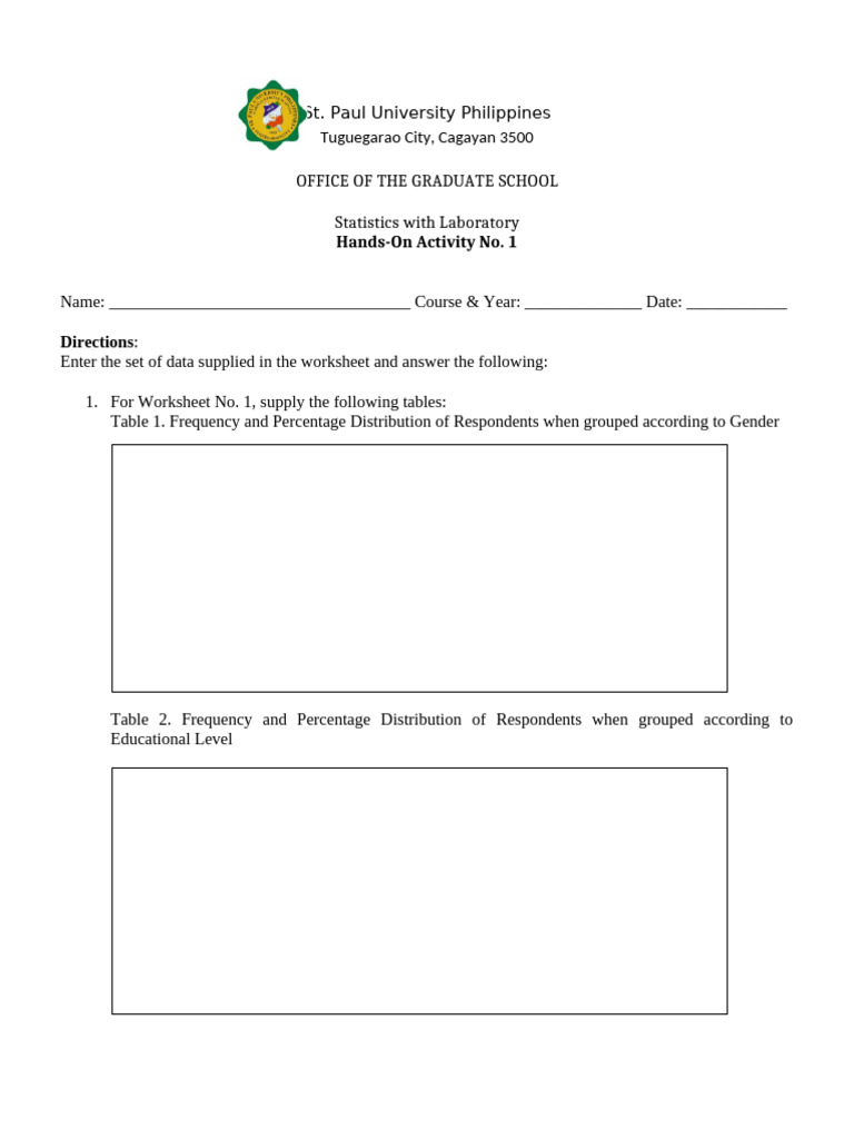 Hands On SPSS Activity No. 1 | PDF