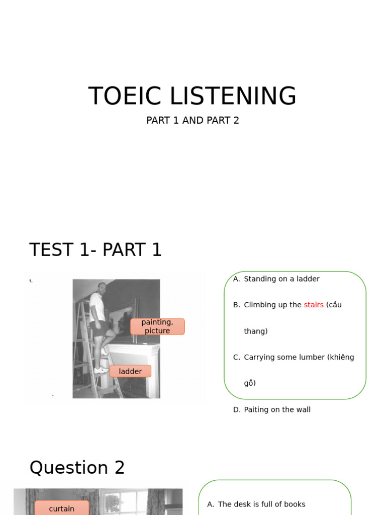 TOEIC LISTENING - giải đề+Lesson 1 | PDF
