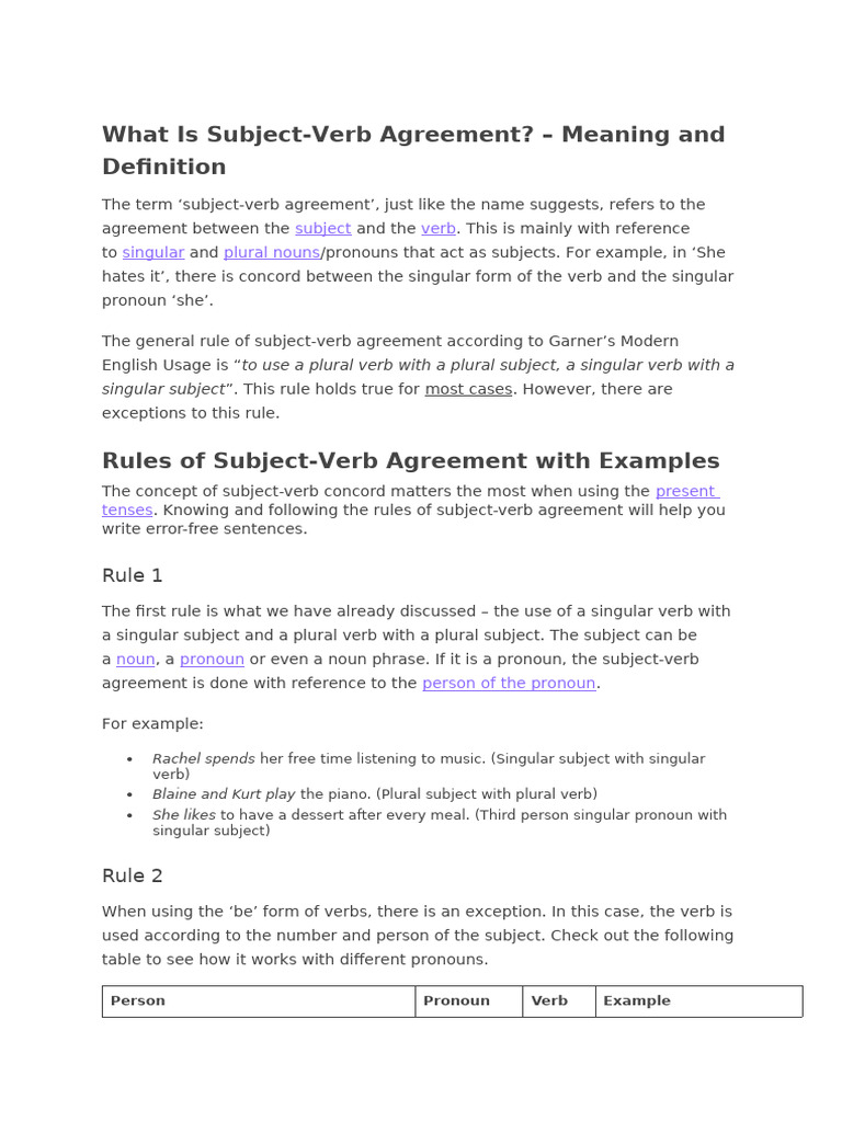 Subject-Verb Agreement Notes | PDF | Grammatical Number | Verb