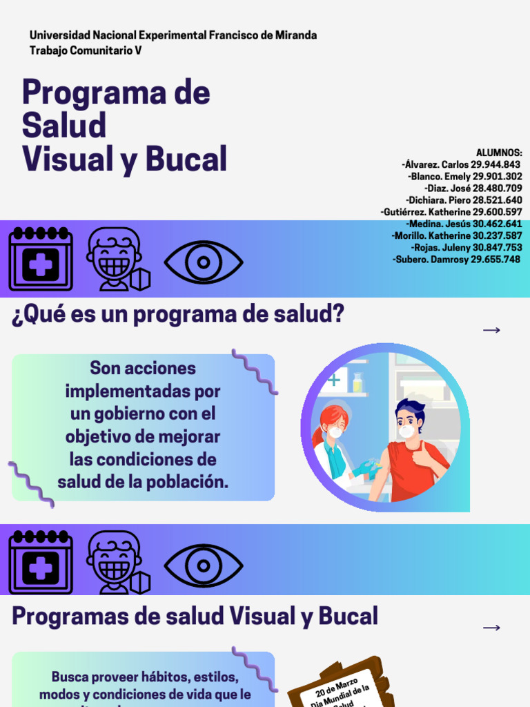 Programa de Salud Visual y Bucal 2024 UNEFM | PDF | Asistencia ...