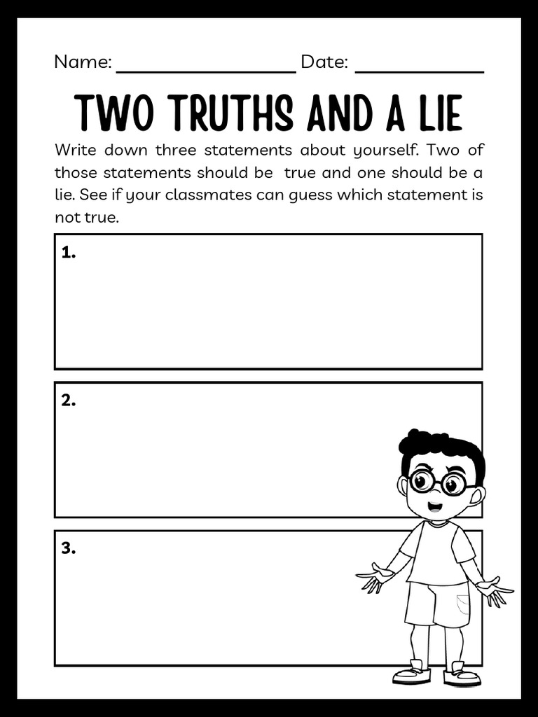 Two Truths and a Lie Worksheet | PDF