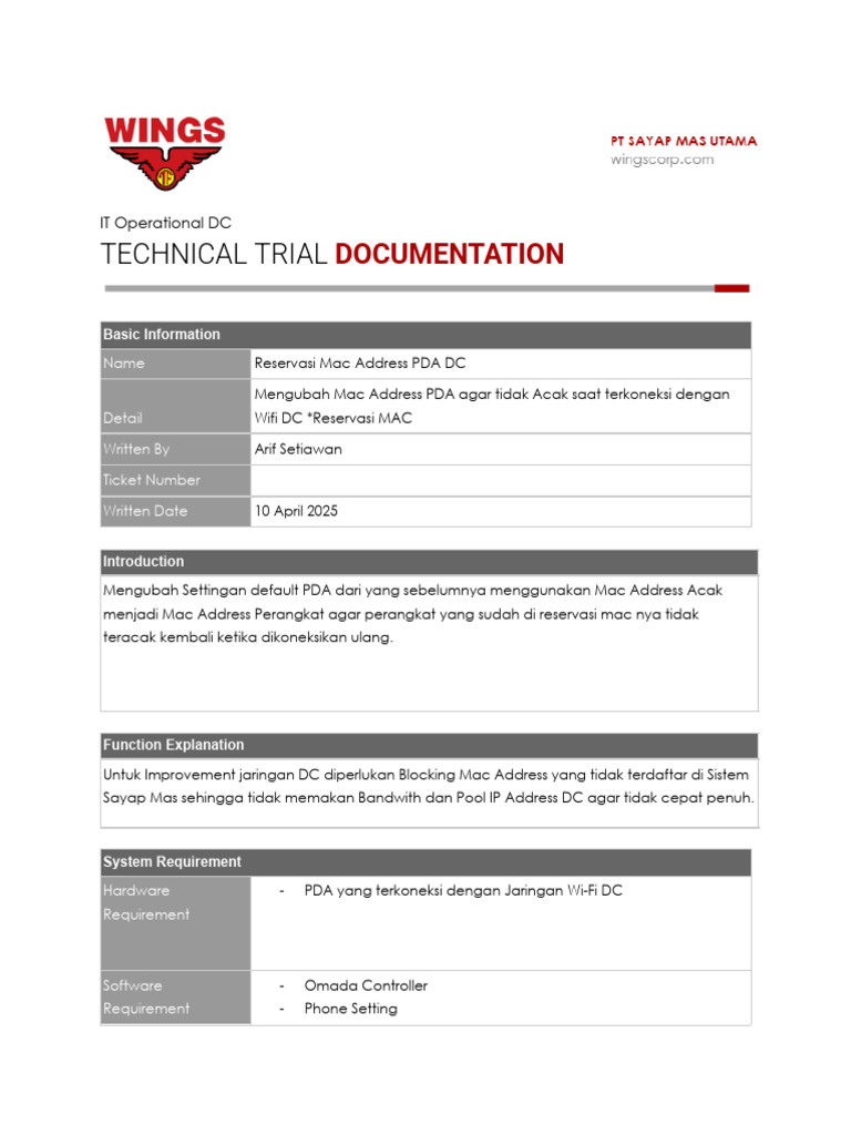 Reservasi Mac Adress PDA DC | PDF