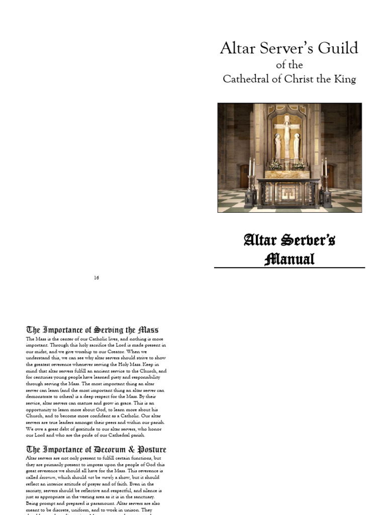 Altar Server Manual | PDF | Mass (Liturgy) | Christian Worship And Liturgy