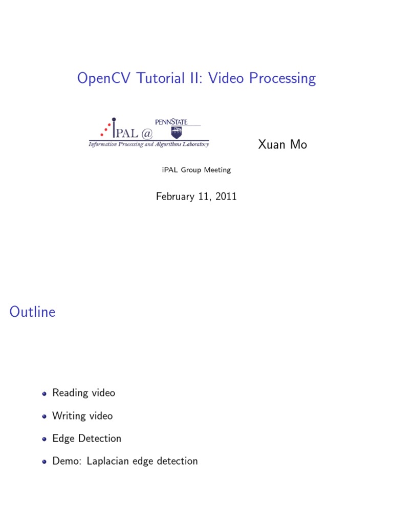 2011.2.11 OpenCV Tutorial II | PDF