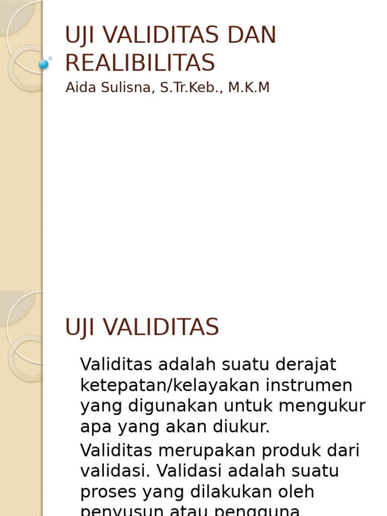 Uji Validitas Dan Reabilitas | PDF