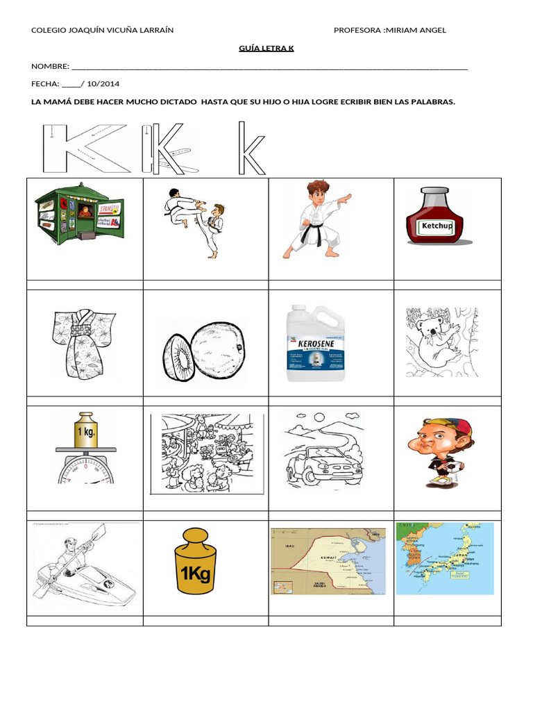Guía Letra K y W | PDF