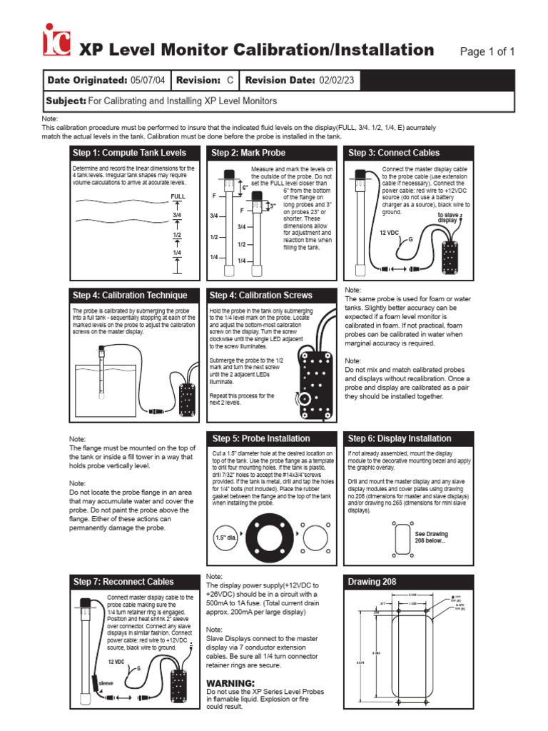XP Level Monitor Calibration Guide | PDF | Calibration | Screw