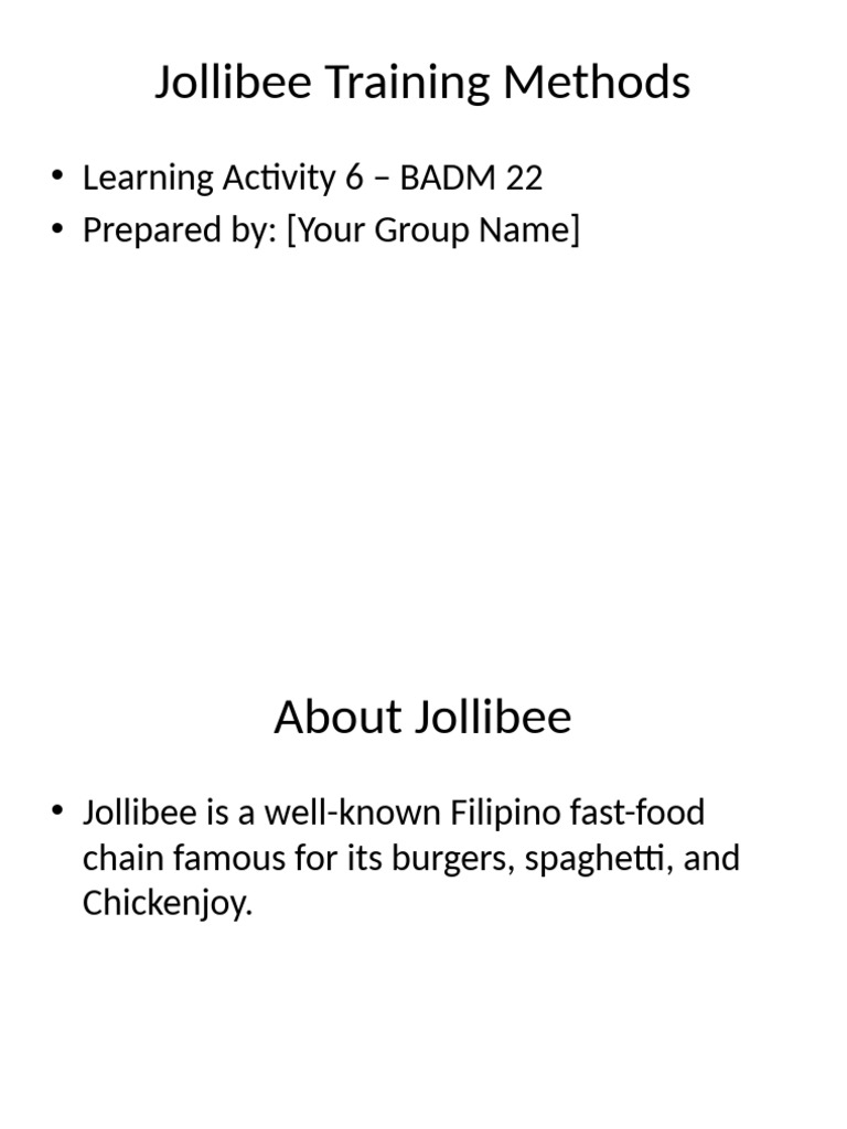 Jollibee Training Presentation | PDF | Mentorship | Employee Retention