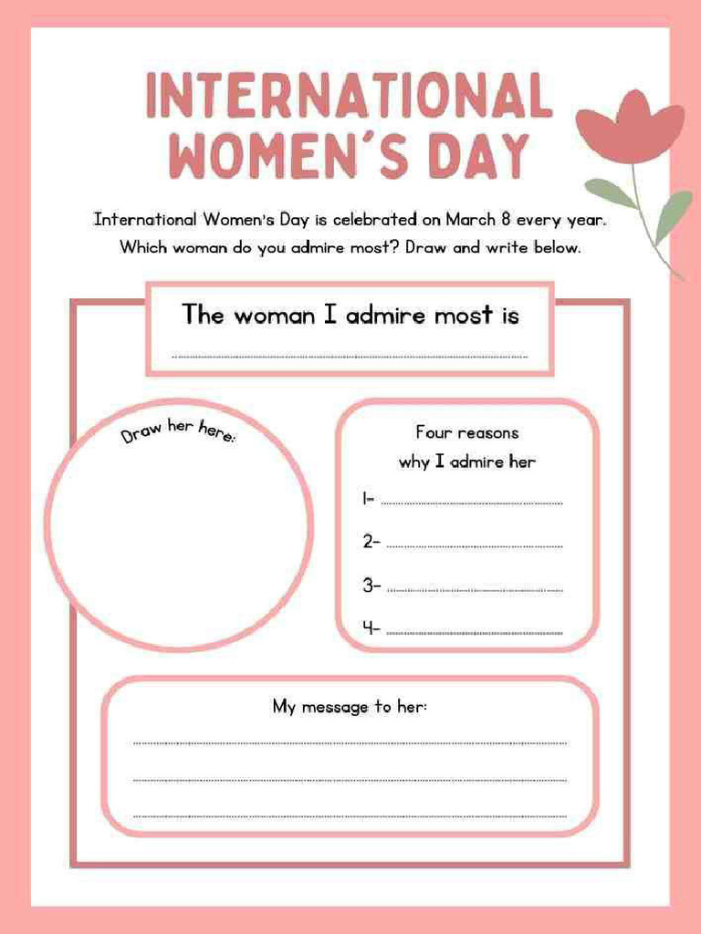 Pink International Women's Day Worksheet | PDF