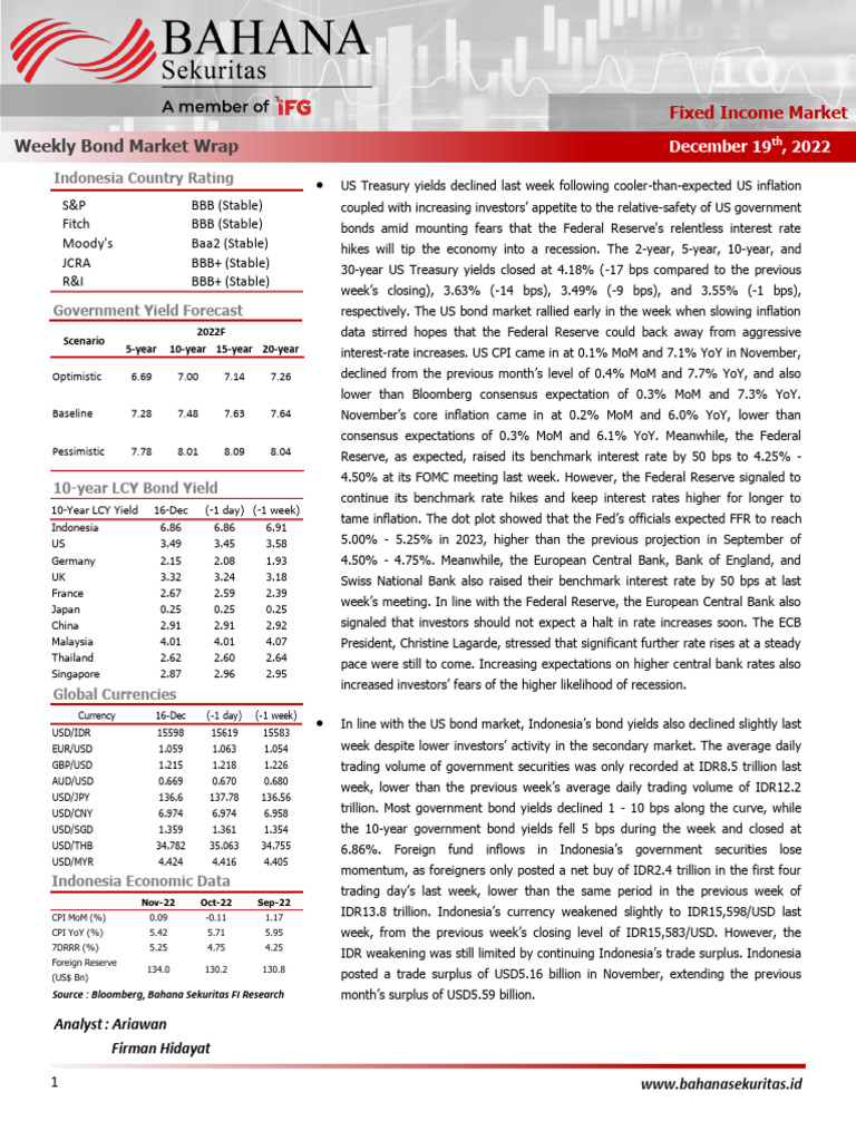 Weekly Bond Market Update: Dec 2022 | PDF | Personal Consumption ...
