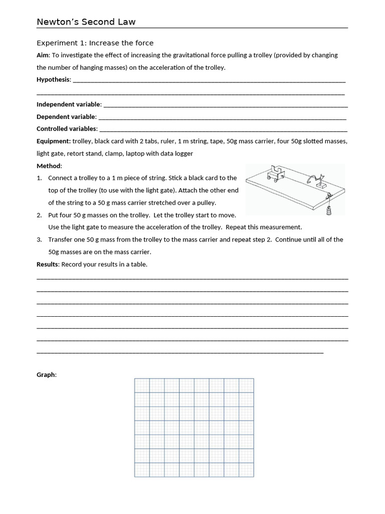 3-3 Newtons Second Law prac | PDF | Mass | Force