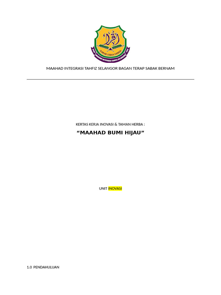 Kertas Kerja Taman Herba Mits | PDF