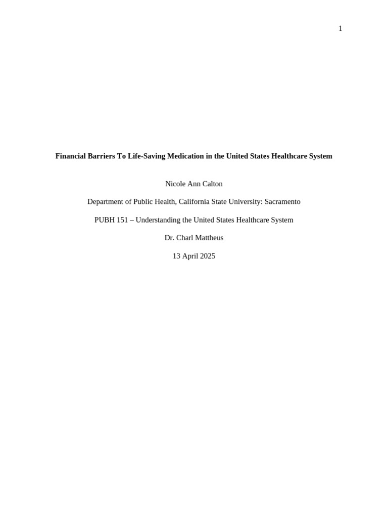 Calton - PUBH 151 Healthcare Analysis Essay FINAL | PDF | Medicare ...