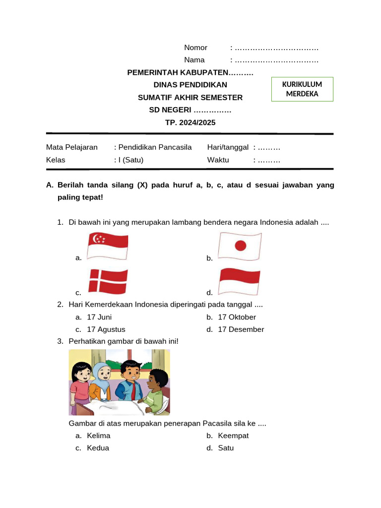 Naskah Soal SAS Pend. Pancasila | PDF