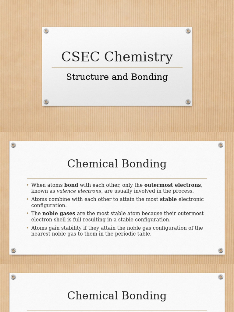 CSEC Chemistry - A5 Chemical Bonding | PDF | Chemical Bond | Chemical ...