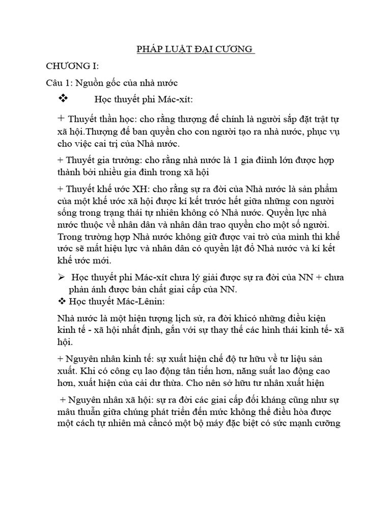 Ly Thuyet Chuong 1 Mon Phap Luat Dai Cuong Dai Hoc Ha Noi 83878 | PDF