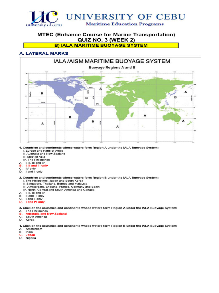 3 QUIZ NO. 3 With ANS WEEK 2 IALA System | PDF
