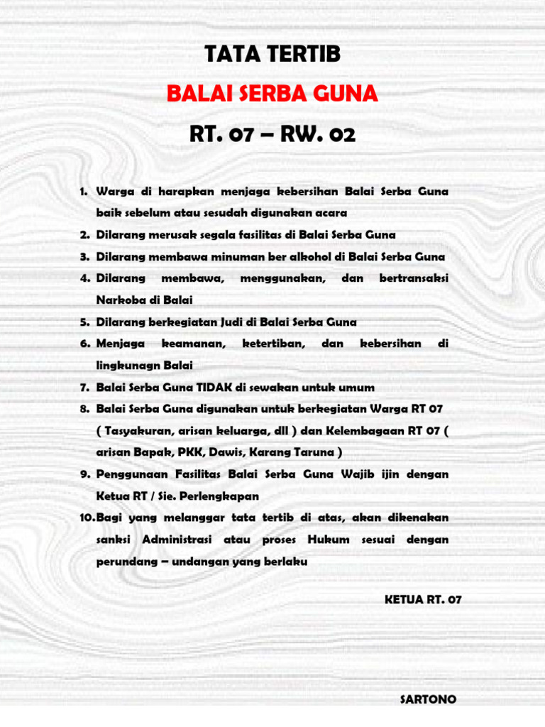 TATA TERTIB BALAI RT (1) | PDF