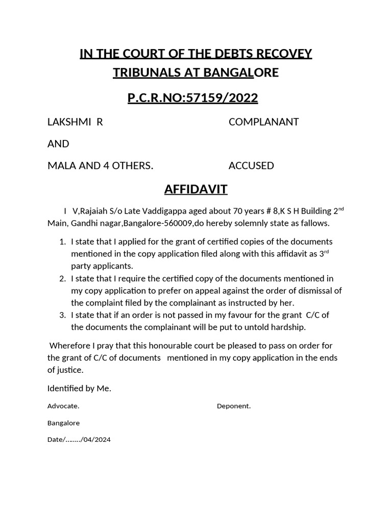 3rd Party CC Afidavit | PDF
