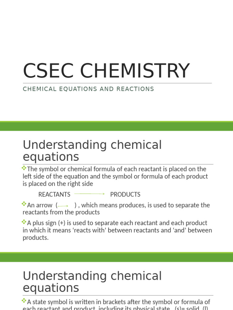 Csec Chemistry- A6 Equations | PDF | Chemical Compounds | Chemical ...