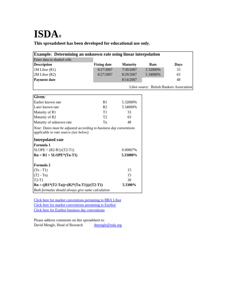 Linear Interpolation Isda | PDF