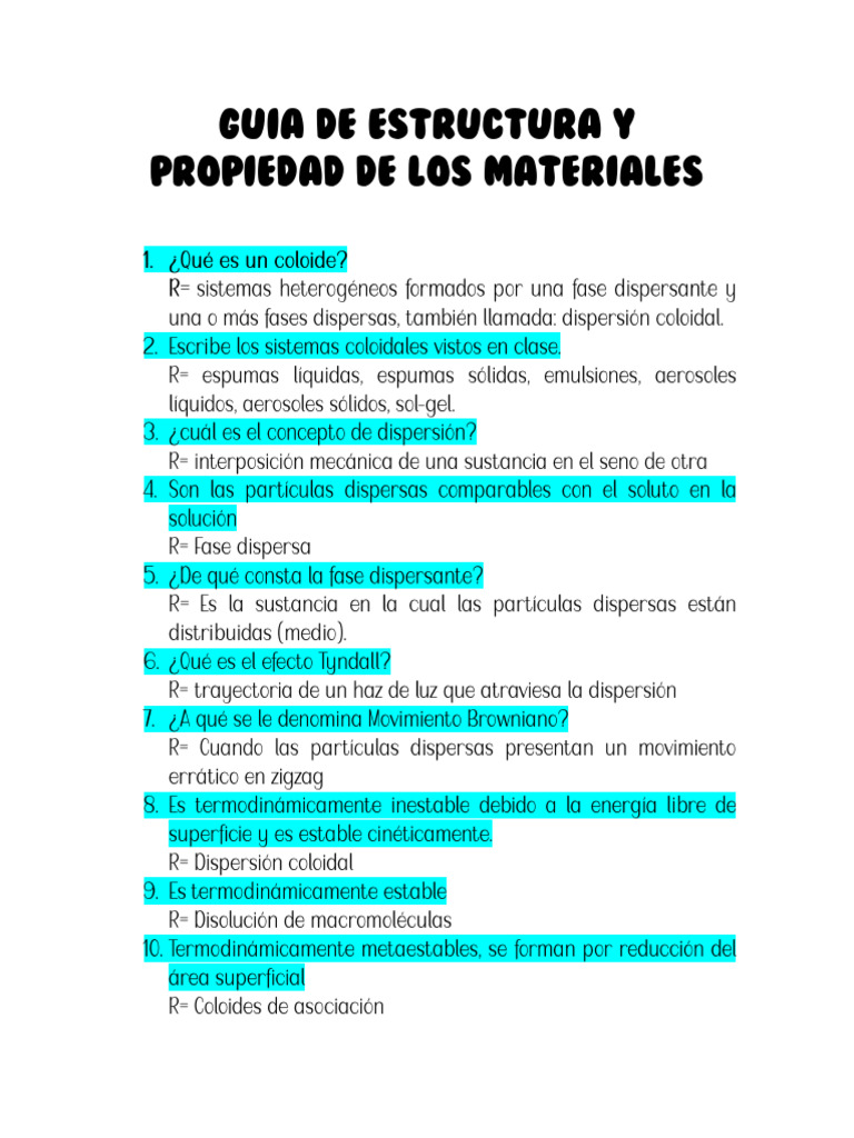 Guia de Estructura y Propiedad de Los Materiales | PDF