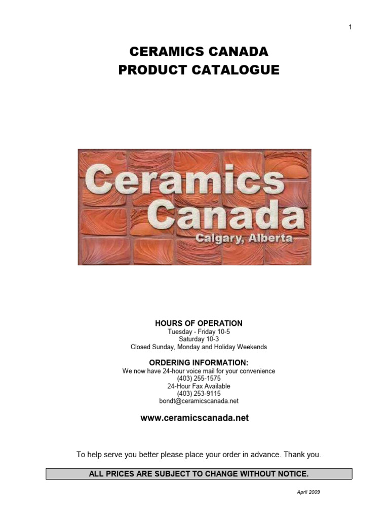 Ceramics Canada Product Catalogue | PDF