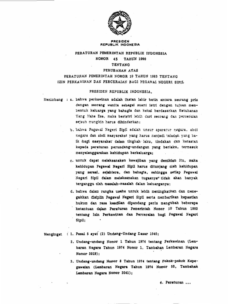 Peraturan Pemerintah No. 45 Tahun 1990 | PDF