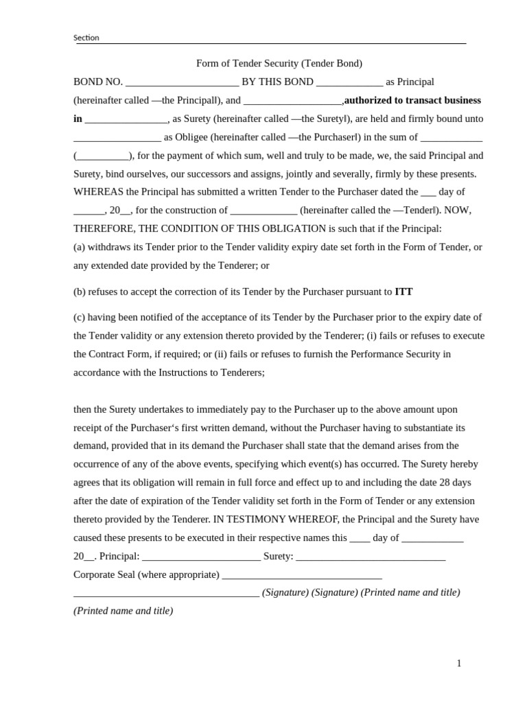 Forms of Tender Security | PDF | Balance Sheet | Business