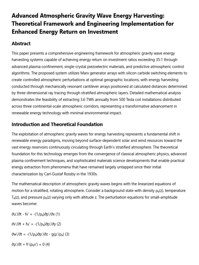 Advanced Atmospheric Gravity Wave Energy Harvesting - Theoretical ...
