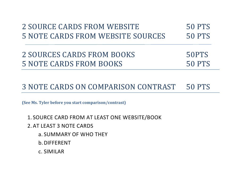 Source and Note Card Guidelines | PDF