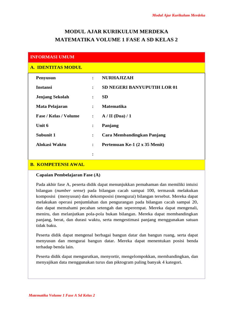 Modul Ajar - Mat | PDF