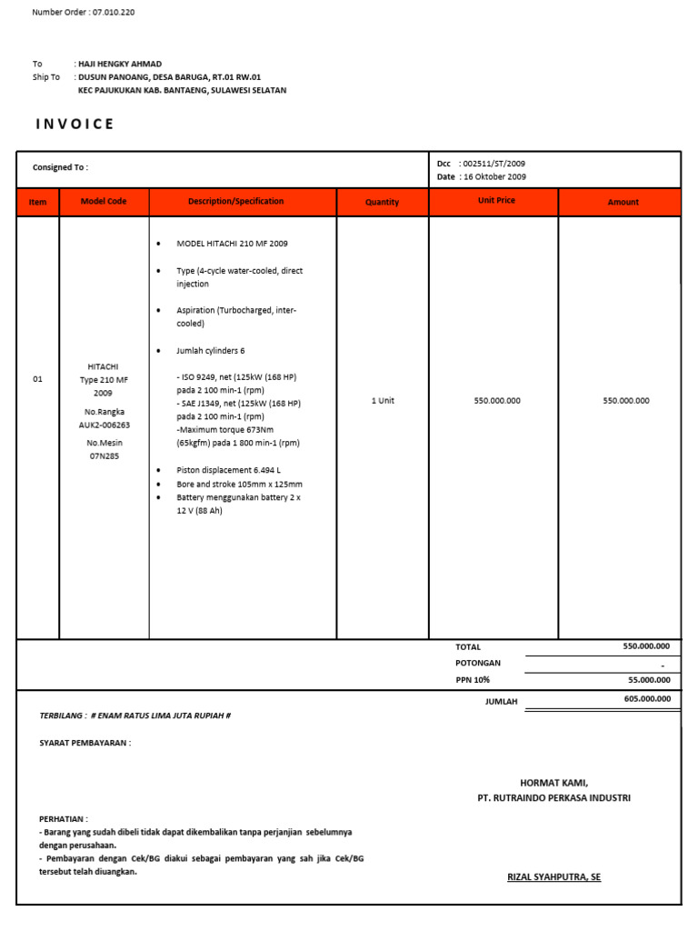 Invoice Alat Berat-2 | PDF