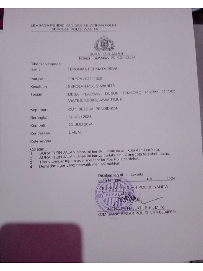 Surat Ijin Jalan | PDF