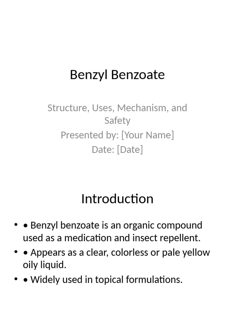 Benzyl Benzoate: Uses and Safety Guide | PDF
