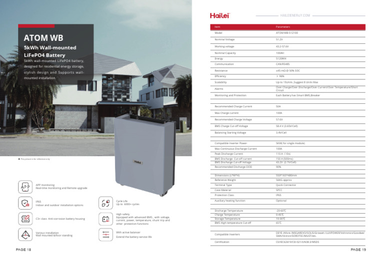 Hailei Atom WB 5kWh Battery Overview | PDF | Manufactured Goods | Power ...