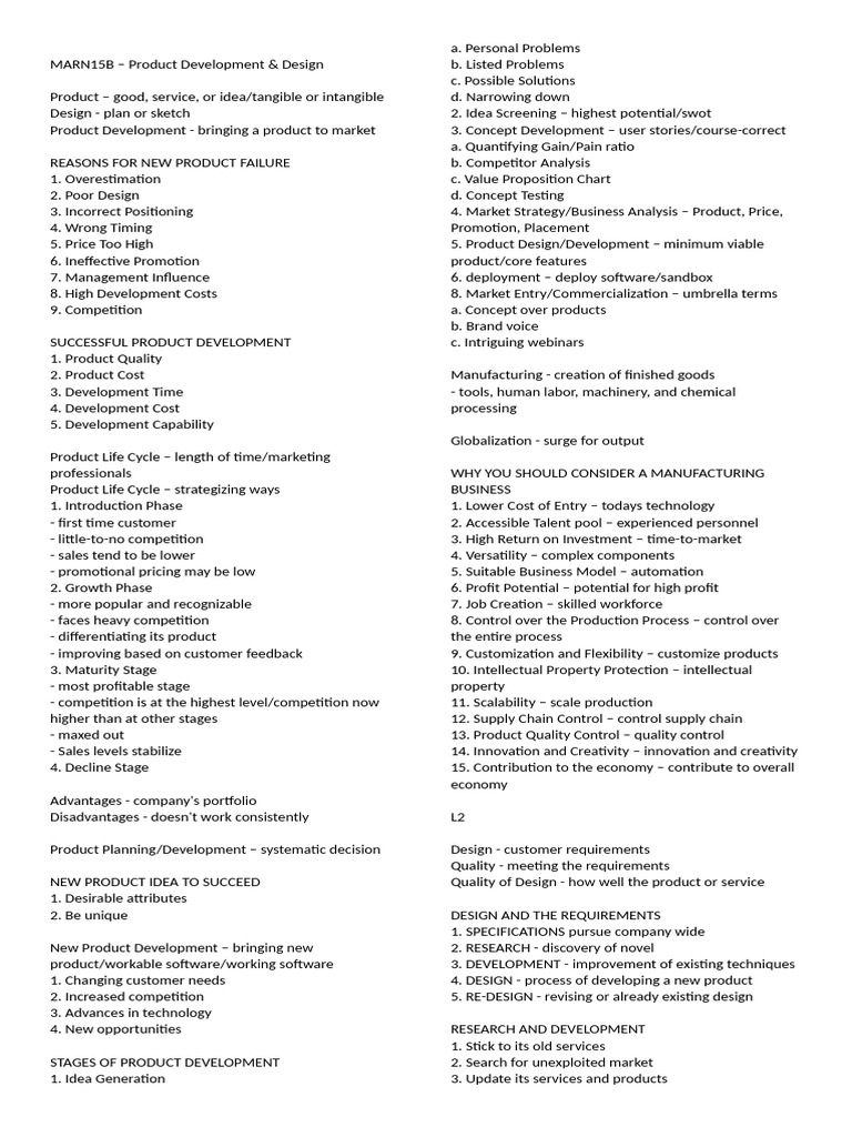 Product Development and Design Reviewer | PDF | New Product Development ...
