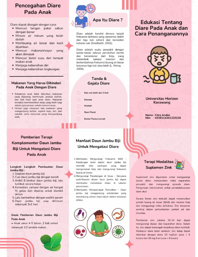 Leaflet Diare Pada Anak | PDF