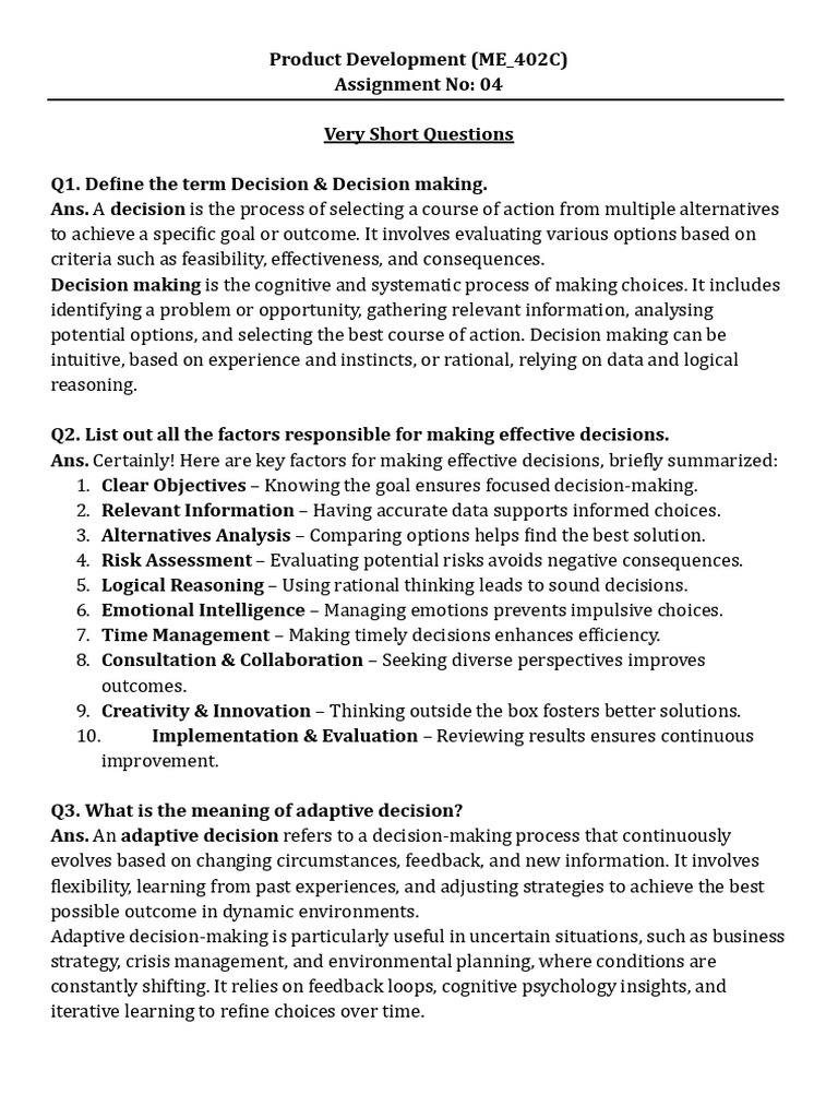 Product - Development Unit - 04 | PDF | Decision Making | Evaluation