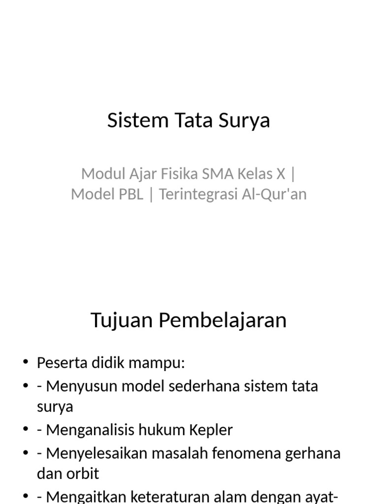 PowerPoint Modul Ajar Fisika Tata Surya PBL | PDF