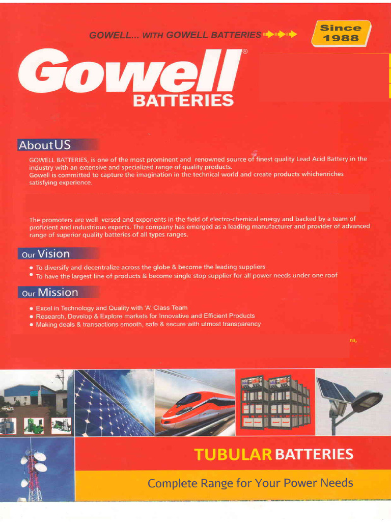Gowell Battery Catalogue | PDF