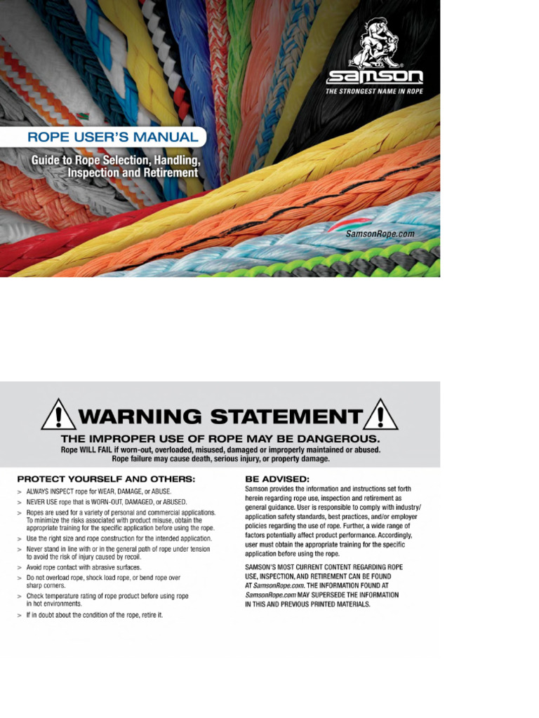 Rope Users Manual - Samson Rope | PDF